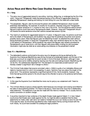 Fillable Online Actus Reus and Mens Rea Case Studies Answer Key Fax Email Print - pdfFiller
