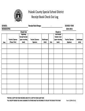 Fillable Online Receipt Book Check Out Log Fax Email Print - pdfFiller