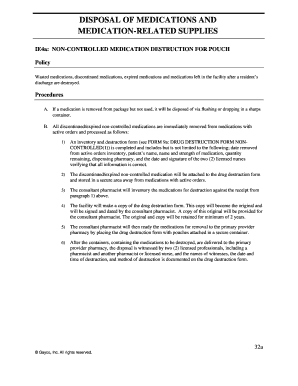 Fillable Online DISPOSAL OF MEDICATIONS AND Fax Email Print - pdfFiller
