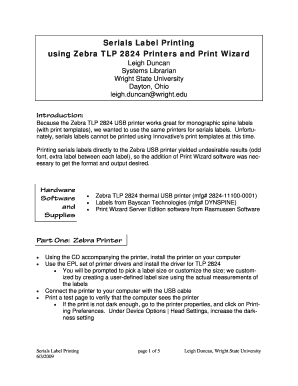 Fillable Online Serials Label Printing Fax Email Print - pdfFiller