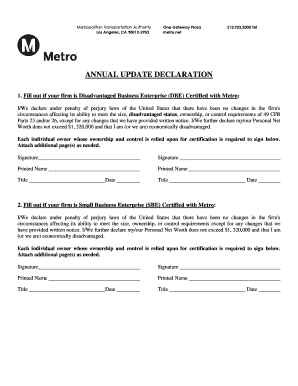 Fillable Online ANNUAL UPDATE DECLARATION Fax Email Print - pdfFiller