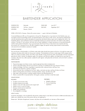 Fillable Online BARTENDER APPLICATION Fax Email Print - pdfFiller