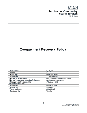 Fillable Online Overpayment Recovery Policy Fax Email Print - pdfFiller