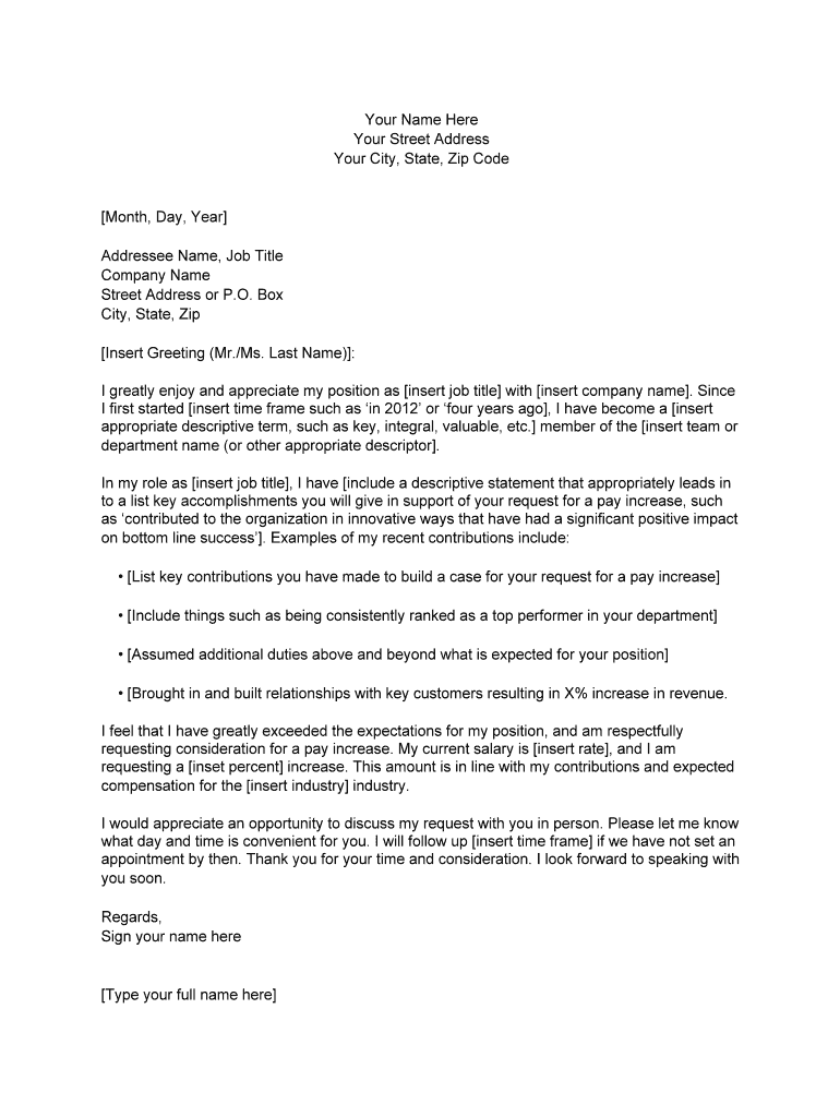 Fillable Online Sample Letter Asking For A Raise Fax Email Print 