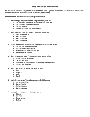 Fillable Online Integumentary System Assessment Fax Email Print - pdfFiller
