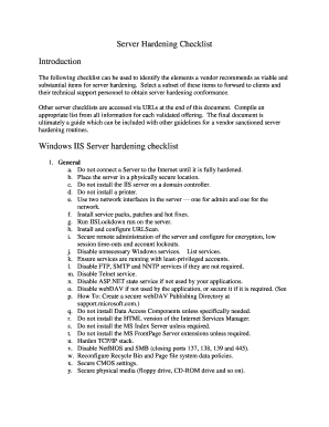 Fillable Online Server Hardening Checklist Fax Email Print - pdfFiller