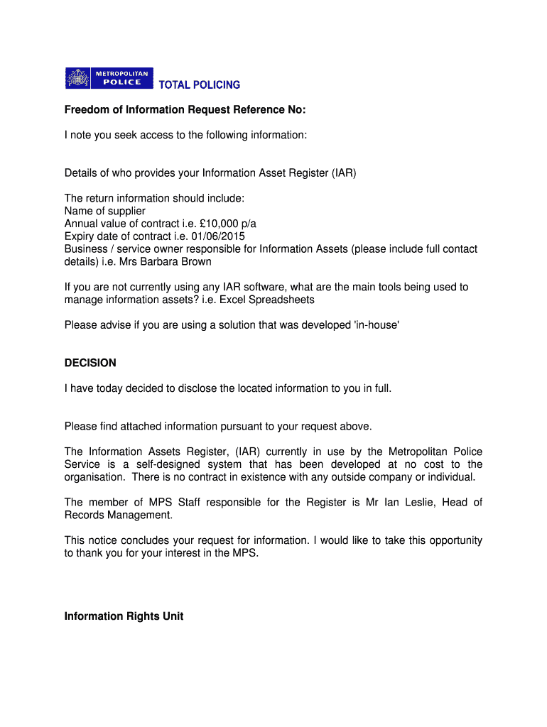 Fillable Online Details of who provides your Information Asset Register ...