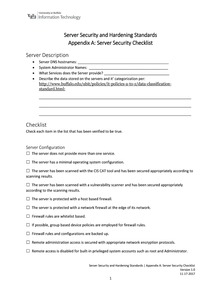 Fillable Online Server Security and Hardening Standards Fax Email Print - pdfFiller