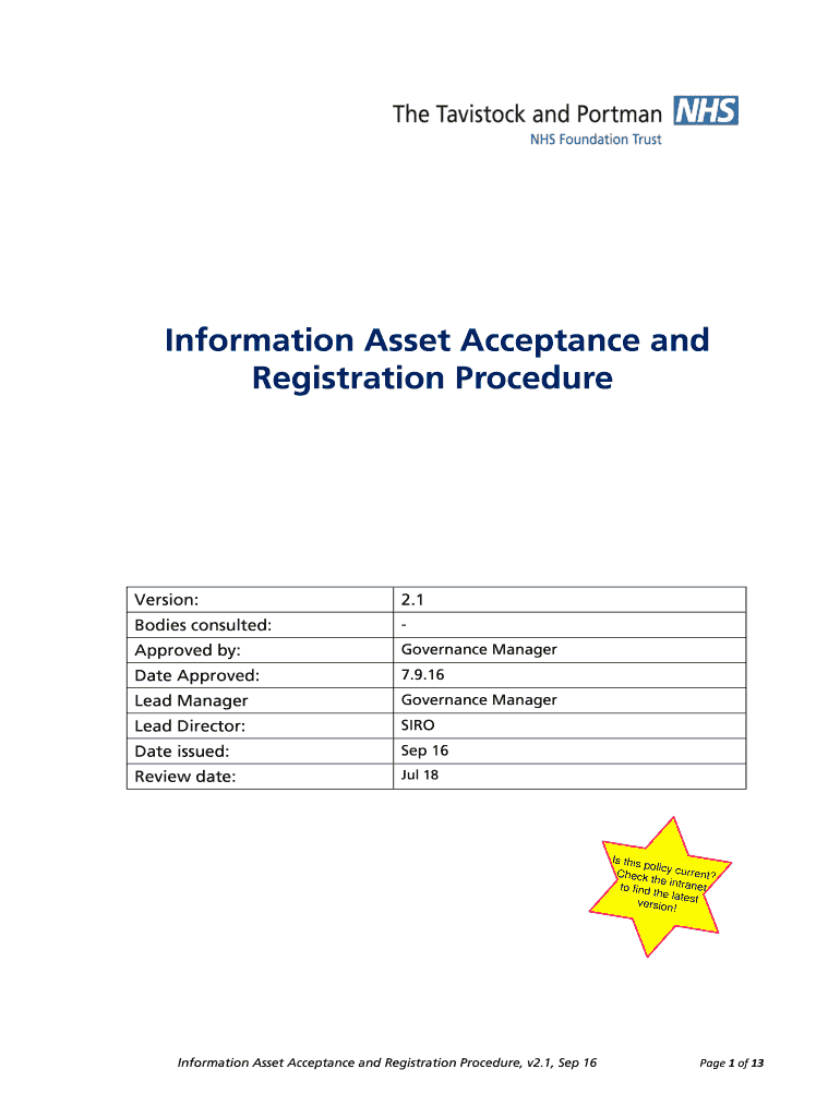 Fillable Online Information Asset Acceptance and Fax Email Print ...