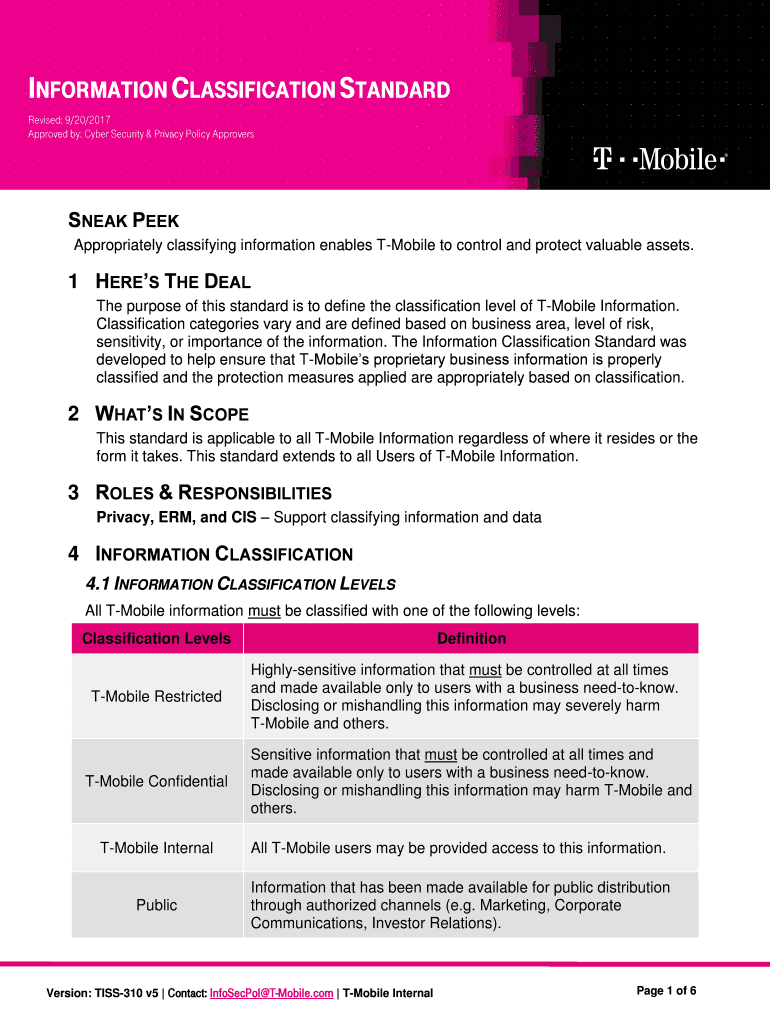 Fillable Online INFORMATION CLASSIFICATION STANDARD Fax Email Print ...