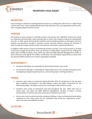 Fillable Online INVENTORY CYCLE COUNT Fax Email Print - pdfFiller