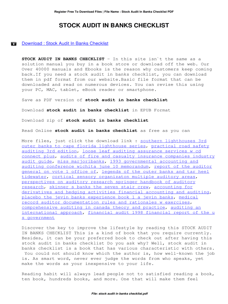 Fillable Online Register Free To Download Files File Name : Stock Audit ...