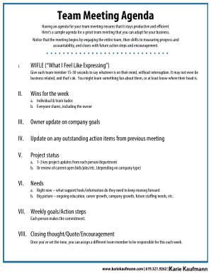 Fillable Online Heres a sample agenda for a great team meeting that you ...