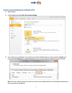 Fillable Online From the Menu bar select File, Info, Account Settings ...
