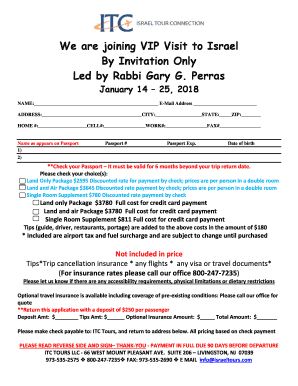 Fillable Online We are joining VIP Visit to Israel Fax Email Print ...