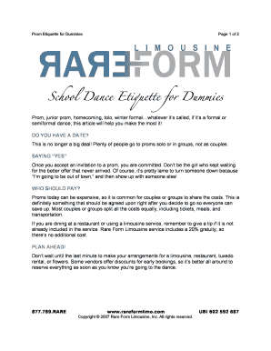 Fillable Online Prom Etiquette for Dummies Fax Email Print - pdfFiller