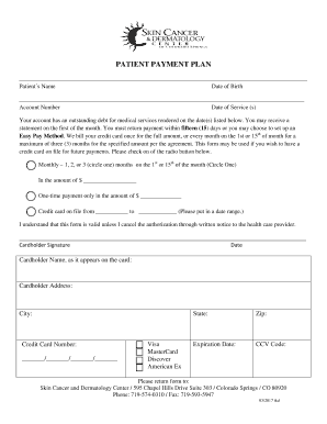 Fillable Online PATIENT PAYMENT PLAN Fax Email Print - pdfFiller