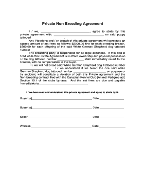 Fillable Online Private Non Breeding Agreement Fax Email Print - pdfFiller