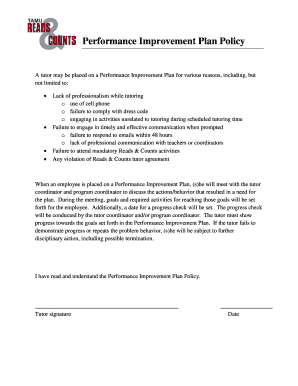 Fillable Online Performance Improvement Plan Policy Fax Email Print ...