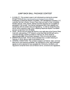 Fillable Online JUMP BACK BALL PACKAGE CONTEST Fax Email Print - pdfFiller