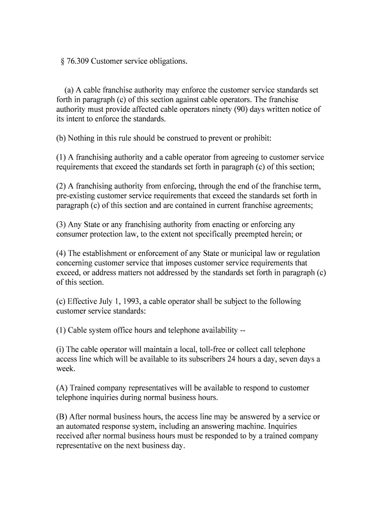 Fillable Online 309 Customer service obligations Fax Email Print ...