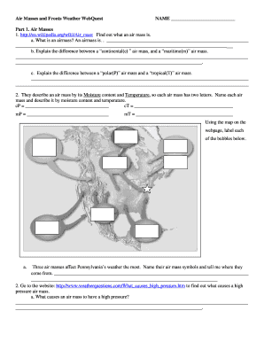 Webquest Air Masses And Fronts - Fill Online, Printable, Fillable ...