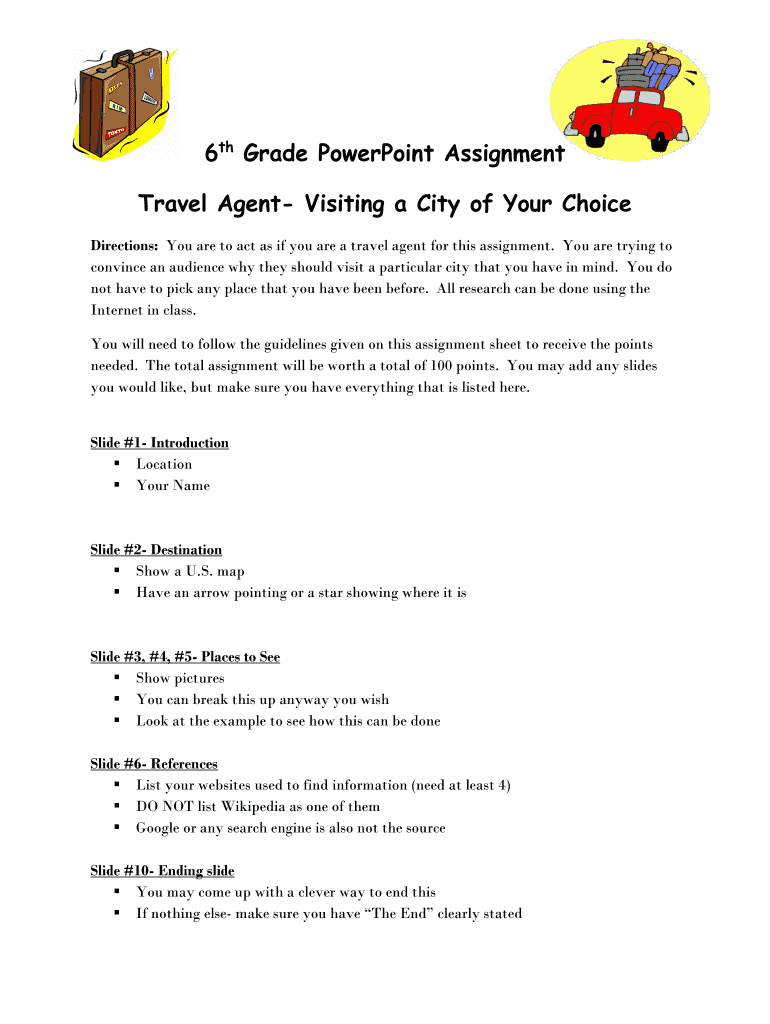 Fillable Online 6th Grade PowerPoint Assignment Fax Email Print - pdfFiller