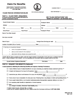 Fillable Online workcomp virginia Jurisdiction Claim #: Fax Email Print ...
