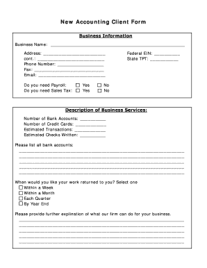 Fillable Online New Accounting Client Form Fax Email Print - pdfFiller