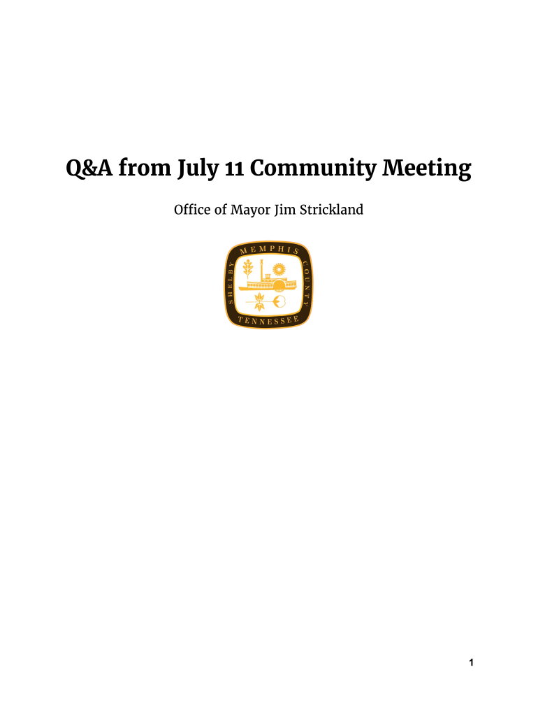 Fillable Online Mayor Strickland's response to town hall questions ...