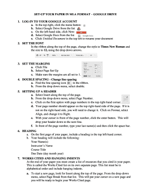 Fillable Online SET-UP YOUR PAPER IN MLA FORMAT GOOGLE DRIVE Fax Email ...