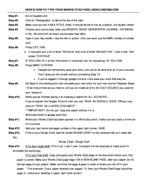 Fillable Online HERES HOW TO TYPE YOUR WORKS CITED PAGE USING EASYBIB ...