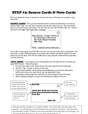 Fillable Online STEP #3: Source Cards & Note Cards Fax Email Print ...