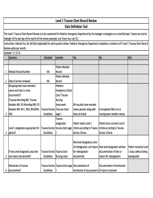 Fillable Online Level 1 Trauma Chart Record Review Fax Email Print ...