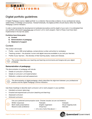 Fillable Online education qld gov Digital portfolio guidelines Fax Email Print - pdfFiller