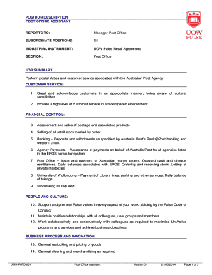 Fillable Online POST OFFICE ASSISTANT Fax Email Print - pdfFiller