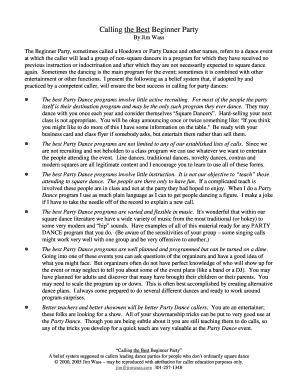 Fillable Online Calling the Best Beginner Party Fax Email Print - pdfFiller