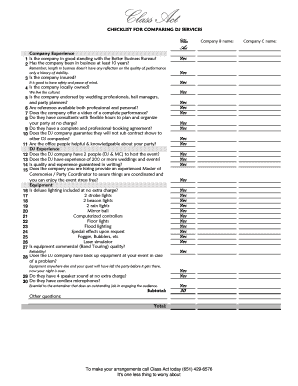 Fillable Online CHECKLIST FOR COMPARING DJ SERVICES Fax Email Print ...