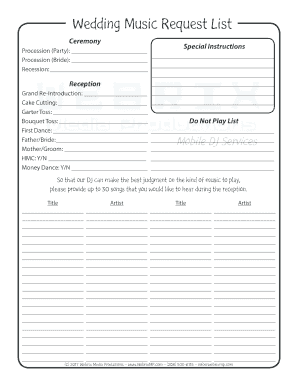 Fillable Online Wedding Music Request List Fax Email Print - pdfFiller