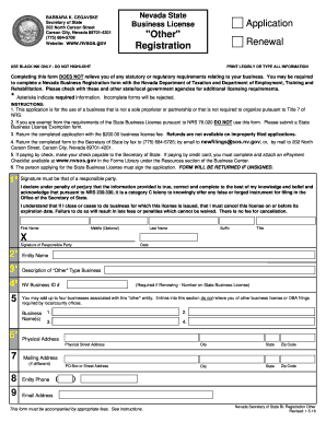Fillable Online to complete a Nevada Business Registration form with ...
