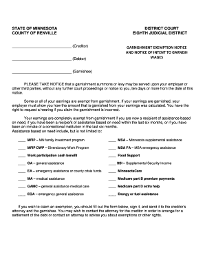 Fillable Online GARNISHMENT EXEMPTION NOTICE Fax Email Print - pdfFiller