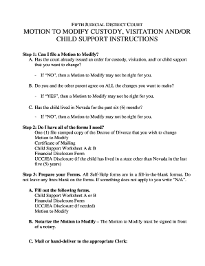 Fillable Online MOTION TO MODIFY CUSTODY, VISITATION AND/OR Fax Email ...