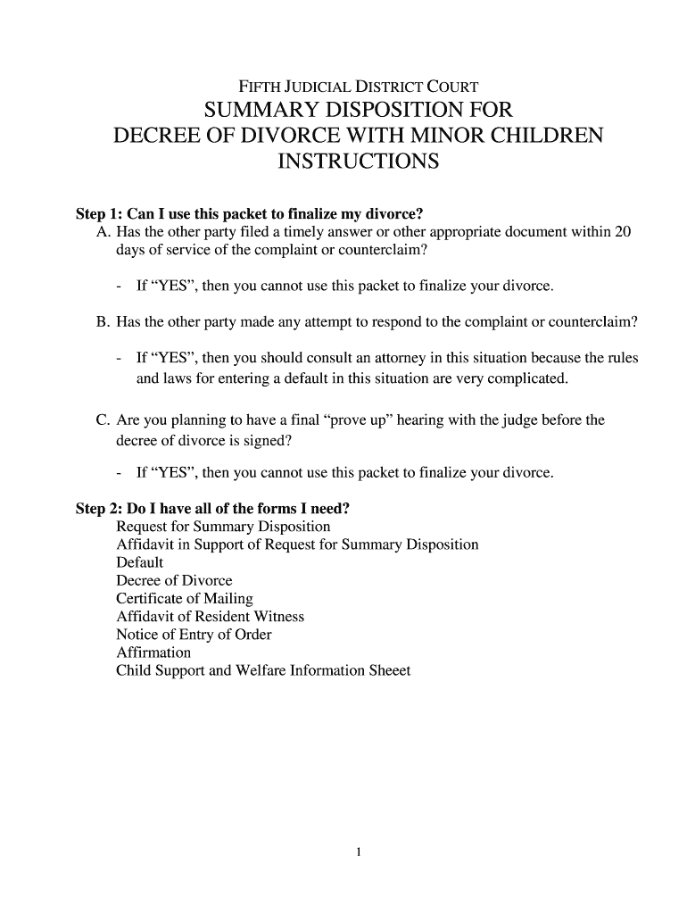 Fillable Online Step 1: Can I use this packet to finalize my divorce ...