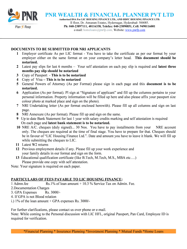 Fillable Online Authorised DSA For LIC HOUSING FINANCE LTD Fax Email ...