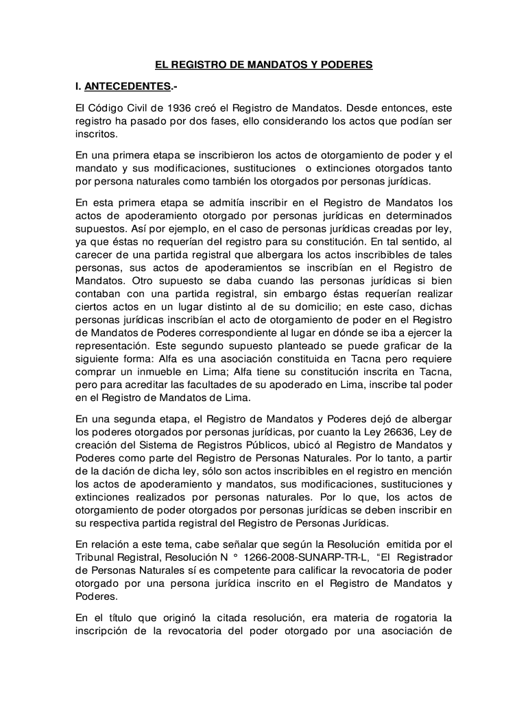 Fillable Online EL REGISTRO DE MANDATOS Y PODERES Fax Email Print ...