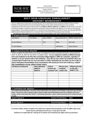 Fillable Online HISTORY WORKSHEET Fax Email Print - pdfFiller