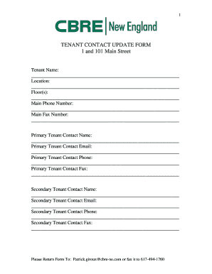 Fillable Online TENANT CONTACT UPDATE FORM Fax Email Print - pdfFiller