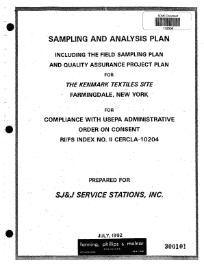 Fillable Online INCLUDING THE FIELD SAMPLING PLAN Fax Email Print ...