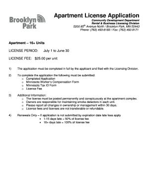 Fillable Online Apartment License Application Fax Email Print - pdfFiller