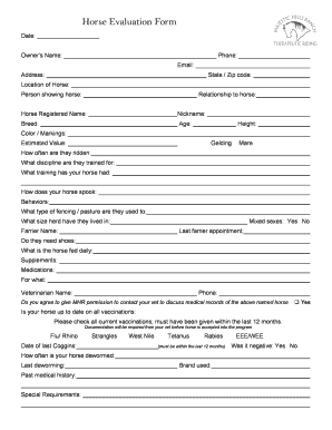 Fillable Online Horse Evaluation Form Fax Email Print - pdfFiller